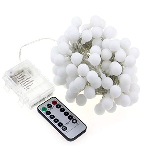 Szyoumy 33ft 100 LED Globe String Lights Globe Fairy String Light 8 Modes with Remote Control, Battery Operated,Decorative String Lights for Home, Party,Christmas,Wedding,Garden (Warm White)