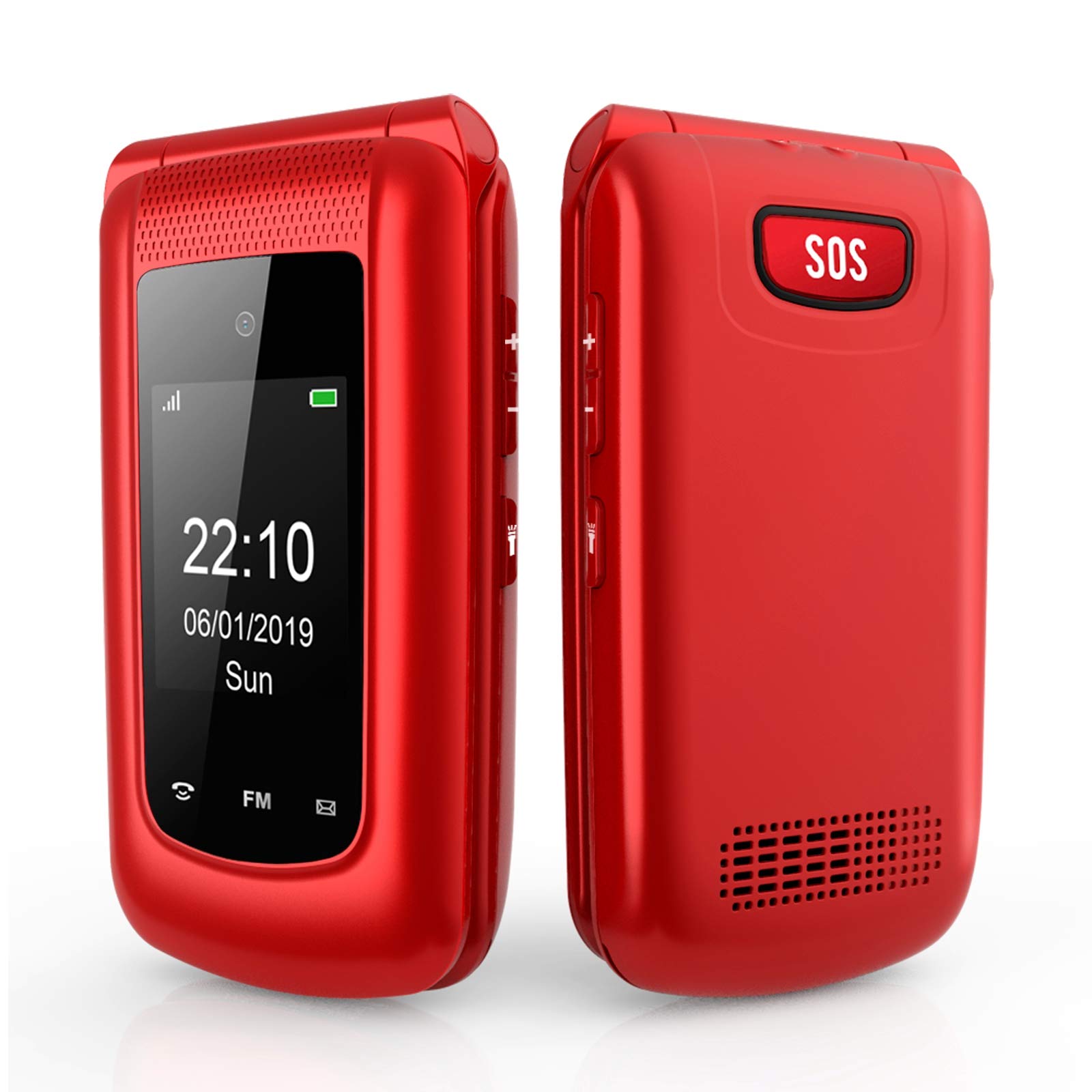 Uleway Unlocked Flip Phone 3G SOS Button Senior Flip Phones Unlocked 2.4'' Screen Easy to Use Basic Cell Phone for Seniors & Kids (Red)