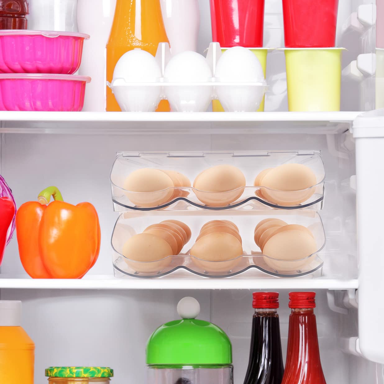 Sept Montagne Acrylic Stackable Egg Container for Refrigerator, Transparent, 36 Count