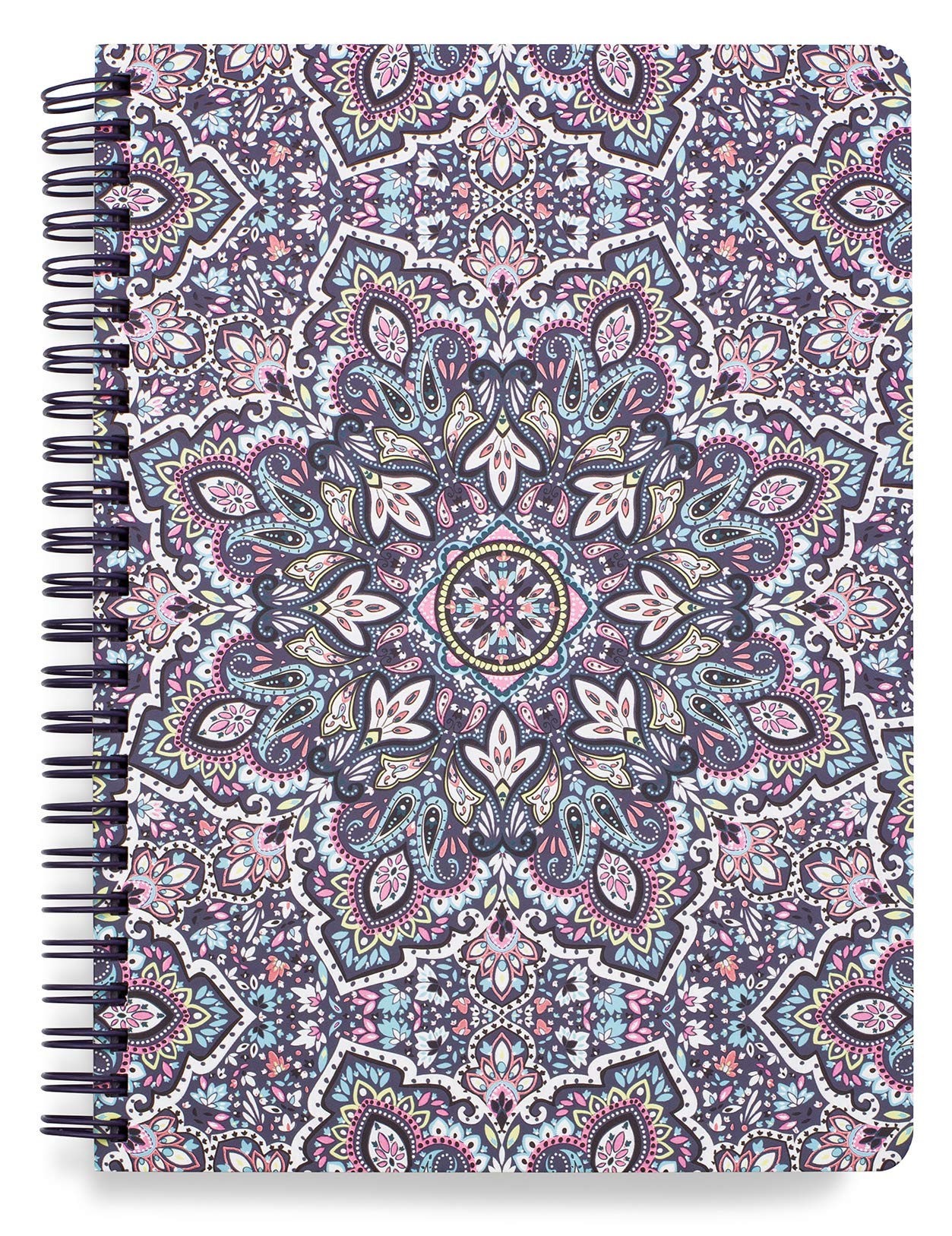 Vera Bradley Mini Spiral Notebook, College Ruled Paper, 8.25" x 6.25" with Pocket and 160 Lined Pages, Bonbon Medallion