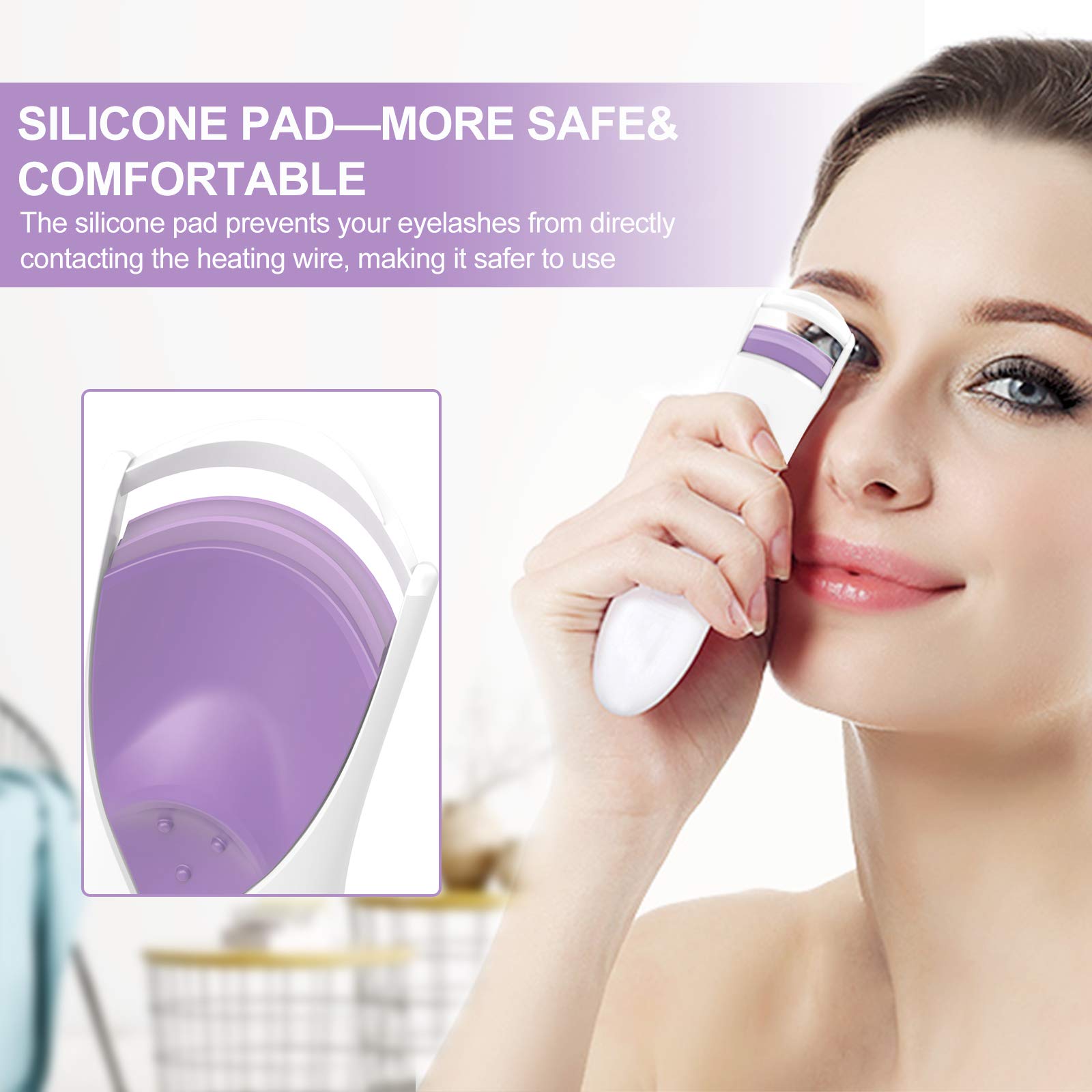 TOUCHBeauty Heated Eyelash Curler, Electric Eyelash Curler for Long and Thick/Soft Eyelashes, Natural Curling and Long Lasting TB-1013A Purple
