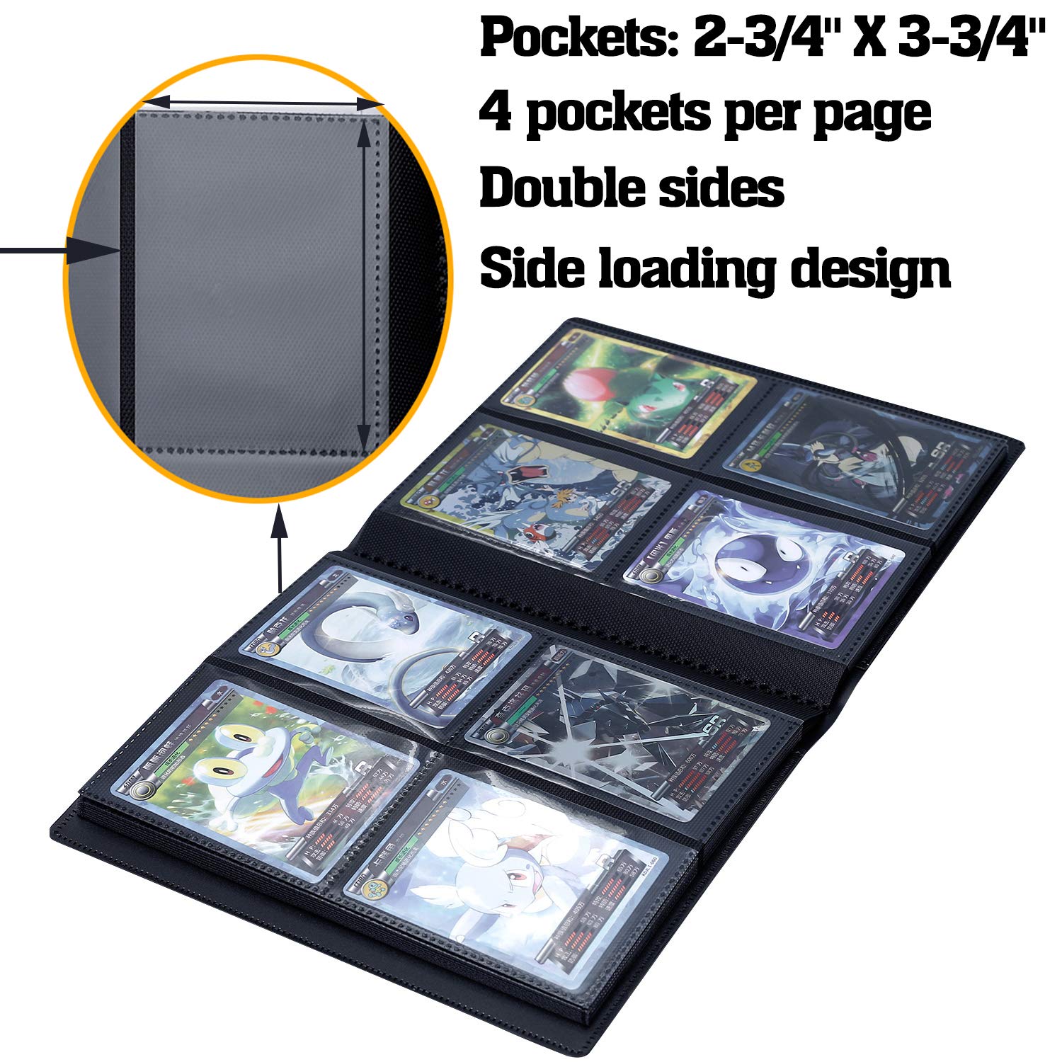 Trading Card Binder Sleeves Standard Size Card Collection Mini Binder Album Protector Holder 160 Pockets Pink