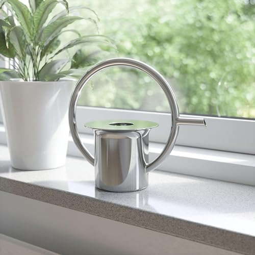 Umbra Quench Stainless Steel Watering Can, Pot for Outdoor or Indoor Plants, Medium