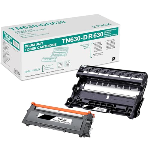 TN630 Toner & DR630 Drum: Compatible TN-630 Toner & DR-630 Drum Replacement for Brother HL-L2380DW HL-L2300D HL-L2340DW MFC-L2740DW MFC-L2700DW MFC-L2720DW DCP-L2540DW Printer(Black, 2 Pack)