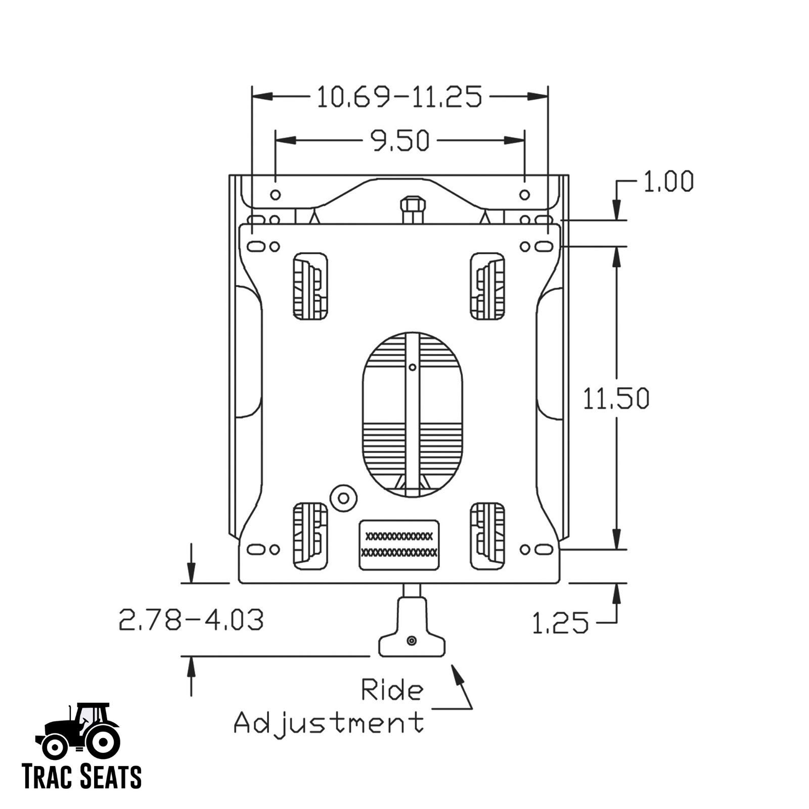 TRAC SEATS Seat Suspension Kit for Zero Turn Lawn Mower Skid Steer Forklift Tractor Seat