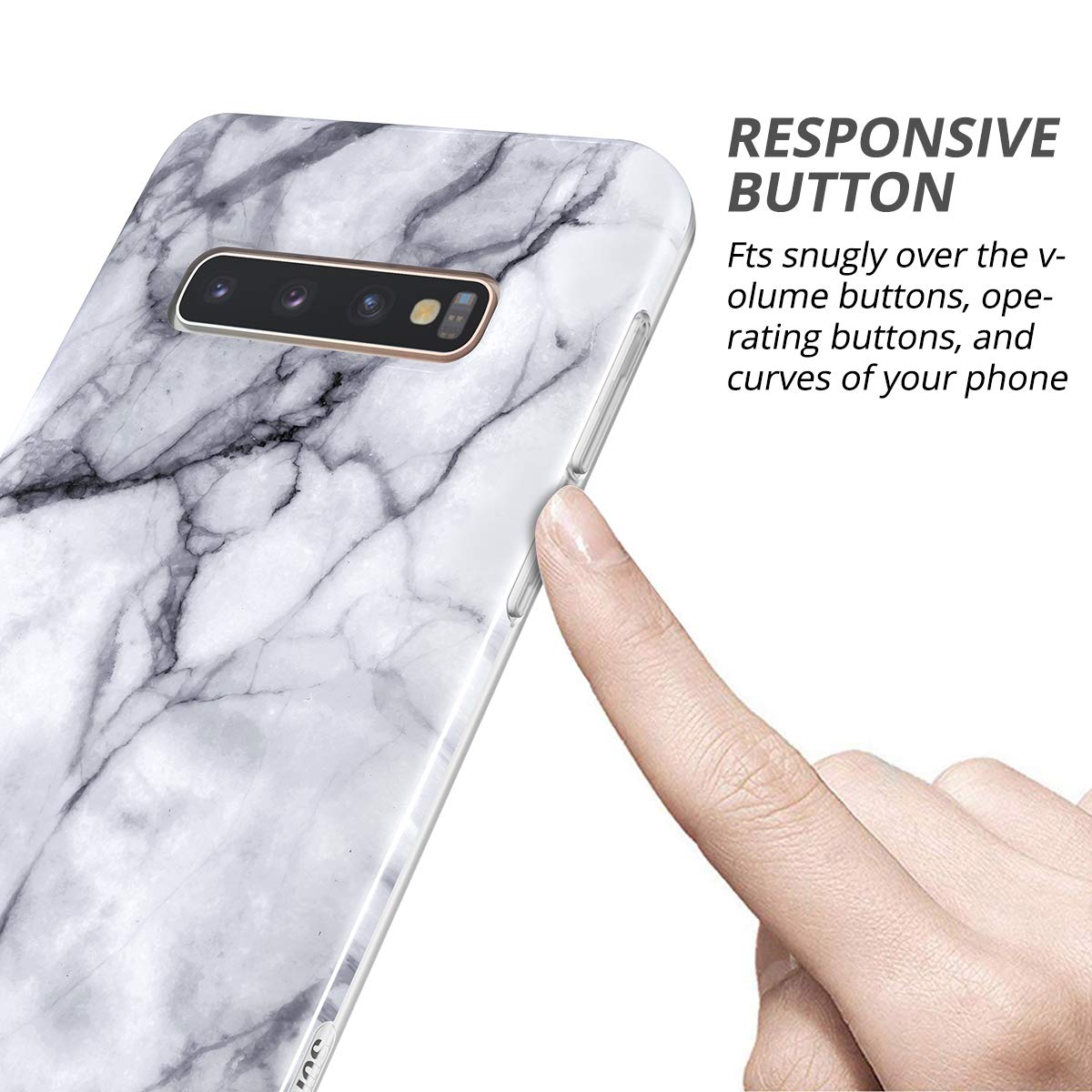 SURITCH Case for Galaxy S10 Plus,[Built-in Screen Protector] Rose Gold Marble Full-Body Shockproof Protection Rugged Cover for Samsung S10 Plus [Compatible with Fingerprint Sensor] (Gold Marble)