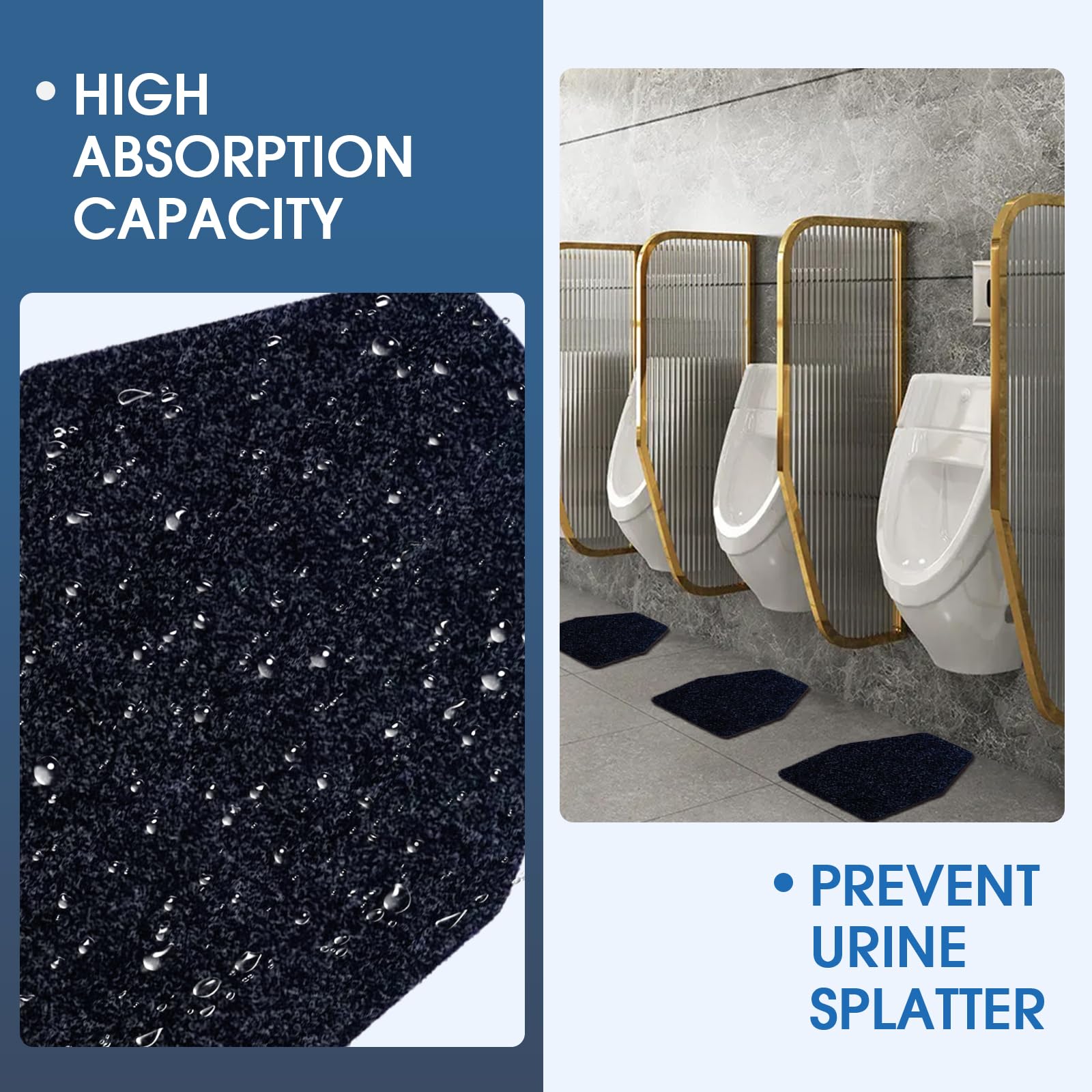 Urinal Mats Commercial Non Slip Splash Mat Floor Urinal Pads for Men Restroom Office Dark Gray 6 Pack for Bathroom Toilet Bulk Washable Disposable Large(17Inch x20.5Inch)