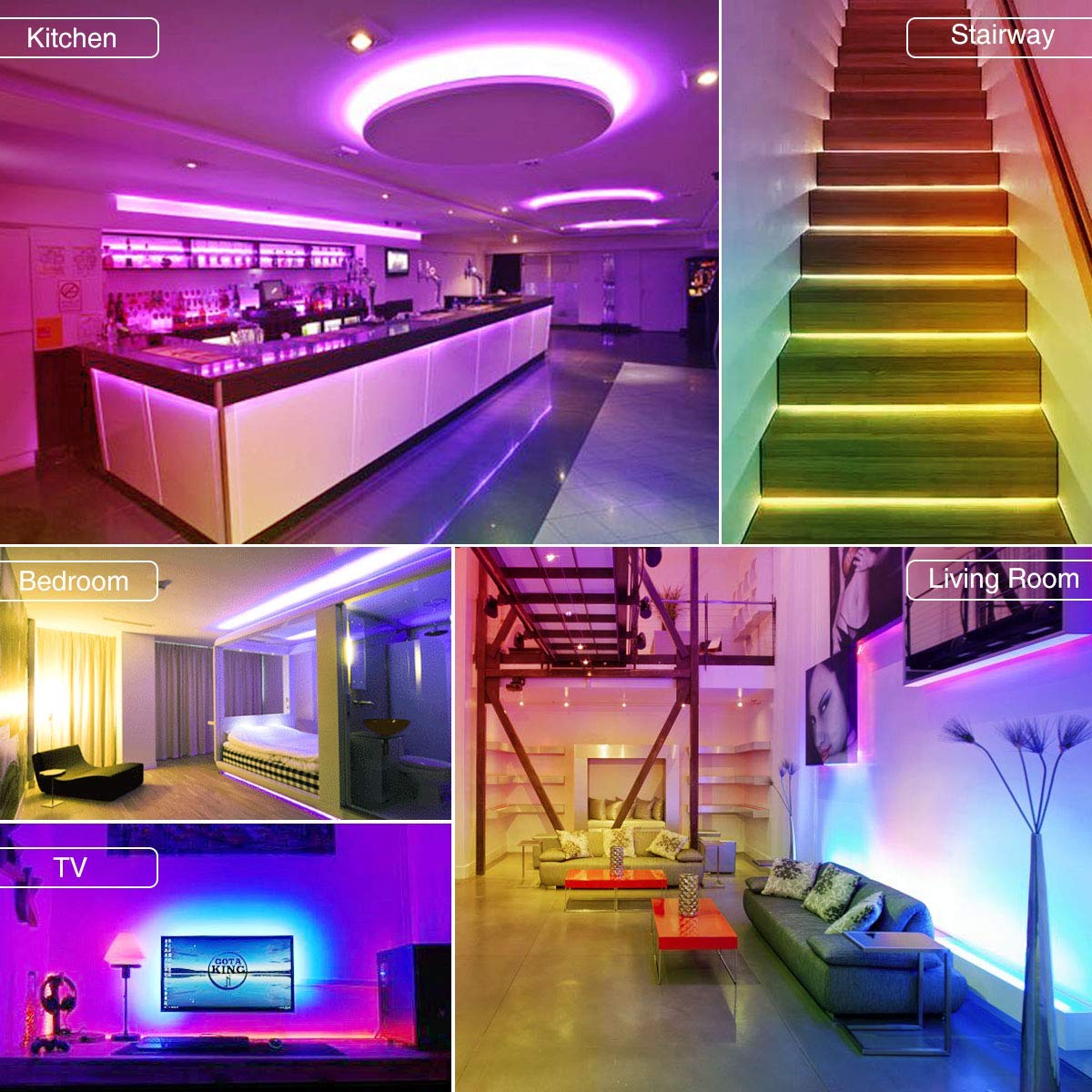Suyoo LED Strip Light Kit 16.4ft/5m 240LED Flexible Color Changing RF Remote Led Lights Strips 5050 RGB Rope Light with 44 Key Controller 12V3A Power Supply