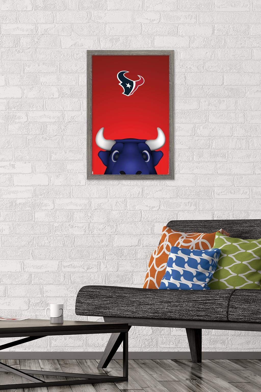 Trends International NFL Houston Texans - S. Preston Mascot Toro 20 Wall Poster, 14.725" x 22.375", Barnwood Framed Version