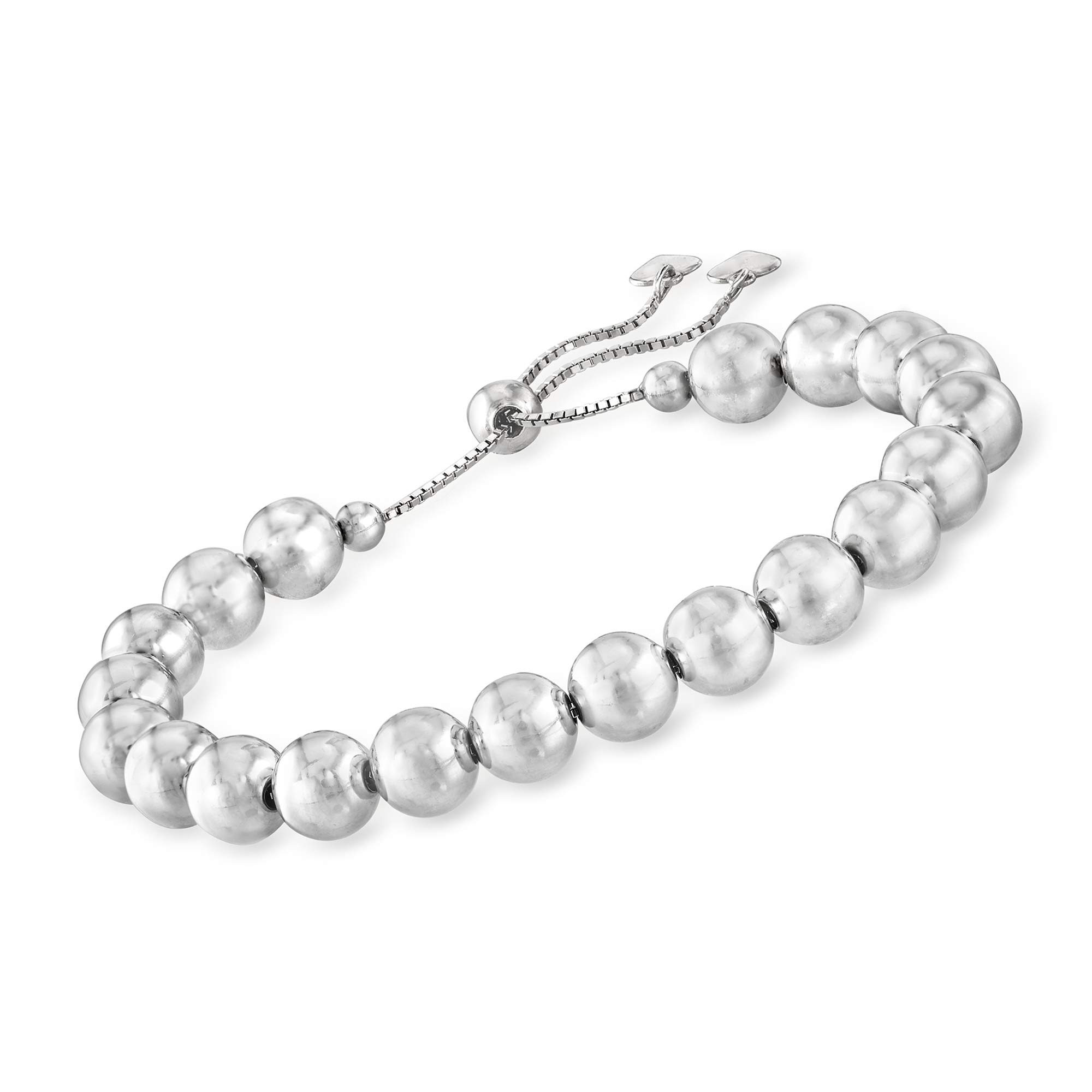 Ross-Simons 8mm Sterling Silver Bead Bolo Bracelet