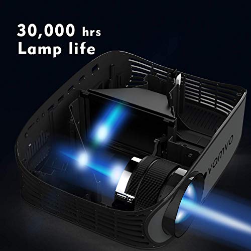 Video Projector, Outdoor Movie Projector with 200" Projection Size, vamvo Home Theater Projector with Platform Pallet, Support 1080P, Compatible with Fire TV Stick, PS4, HDMI, VGA, AV and USB (2pcs)