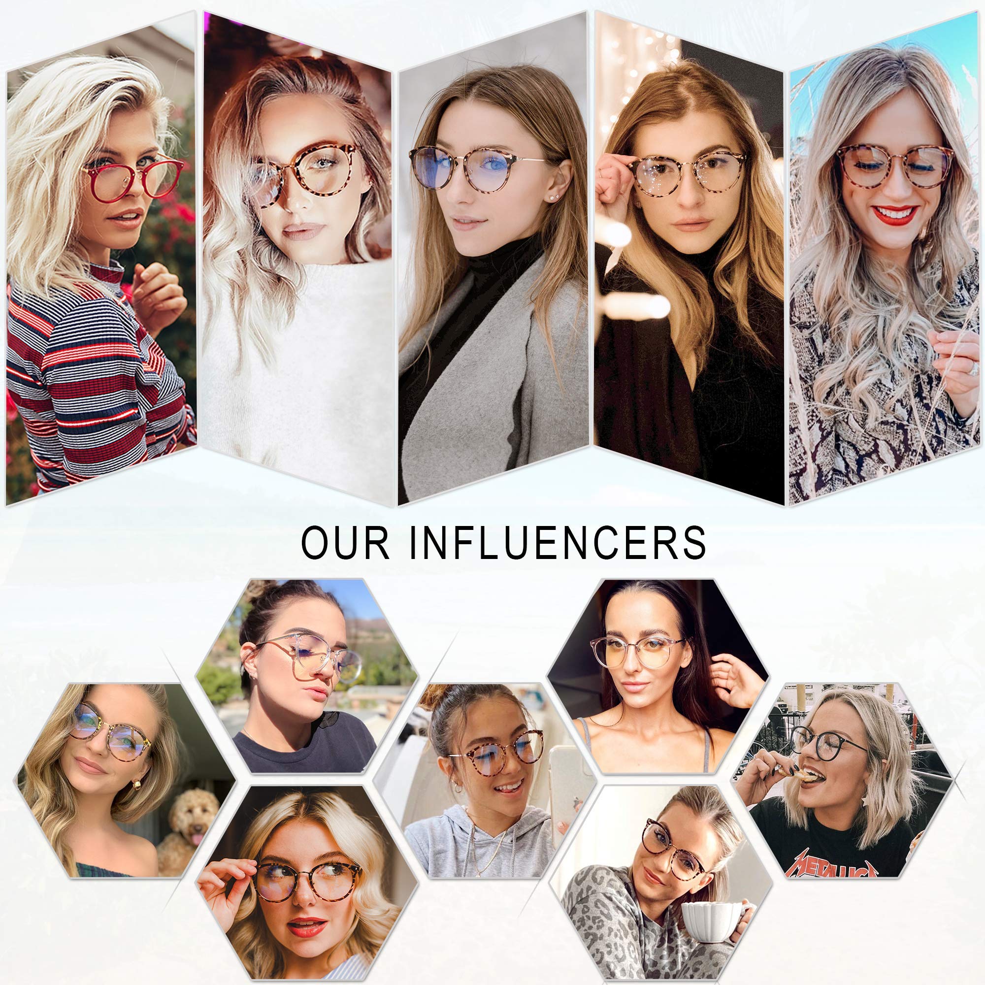 SOJOS Retro Round TR90 Blue Light Reading Glasses Womens Mens Readers Computer Glasses Eyewear Frame SJ9001, Clear Frame 0.00 x