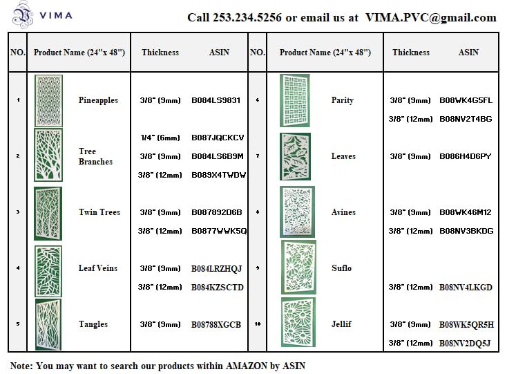 VIMA Twin Trees Decorative Wall Panel - 48"L x 24"W PVC Board Panel with Private Screen Fence Design, 3/8" Thickness, White Color