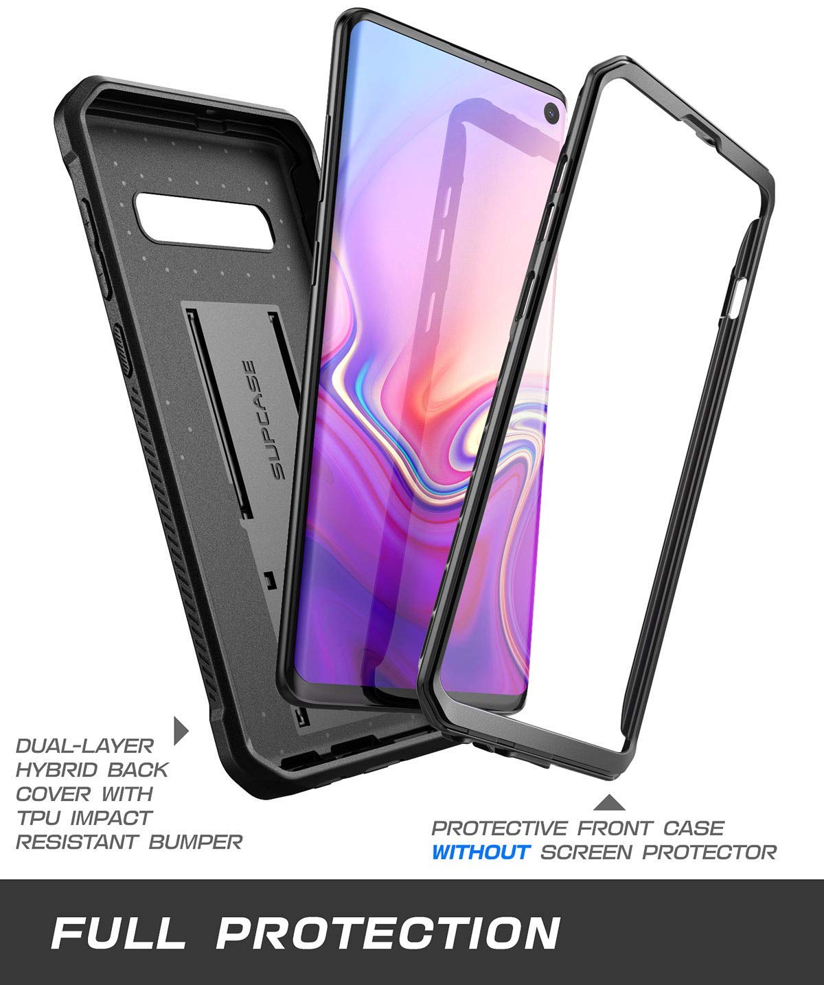 SUPCASE for Samsung Galaxy S10 Case with Satnd (Unicorn Beetle Pro), [Built-in Belt Clip] Heavy Duty Shockproof Rugged Protective Phone Case Without Built-in Screen Protector for Galaxy S10, Black