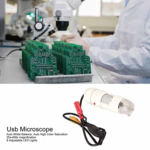 USB Microscope Camera, 25x to 400x Digital Microscope with Stand, CMOS Sensor TV AV Interface Professional Digital Microscope for Kids Students Adults (US Plug)