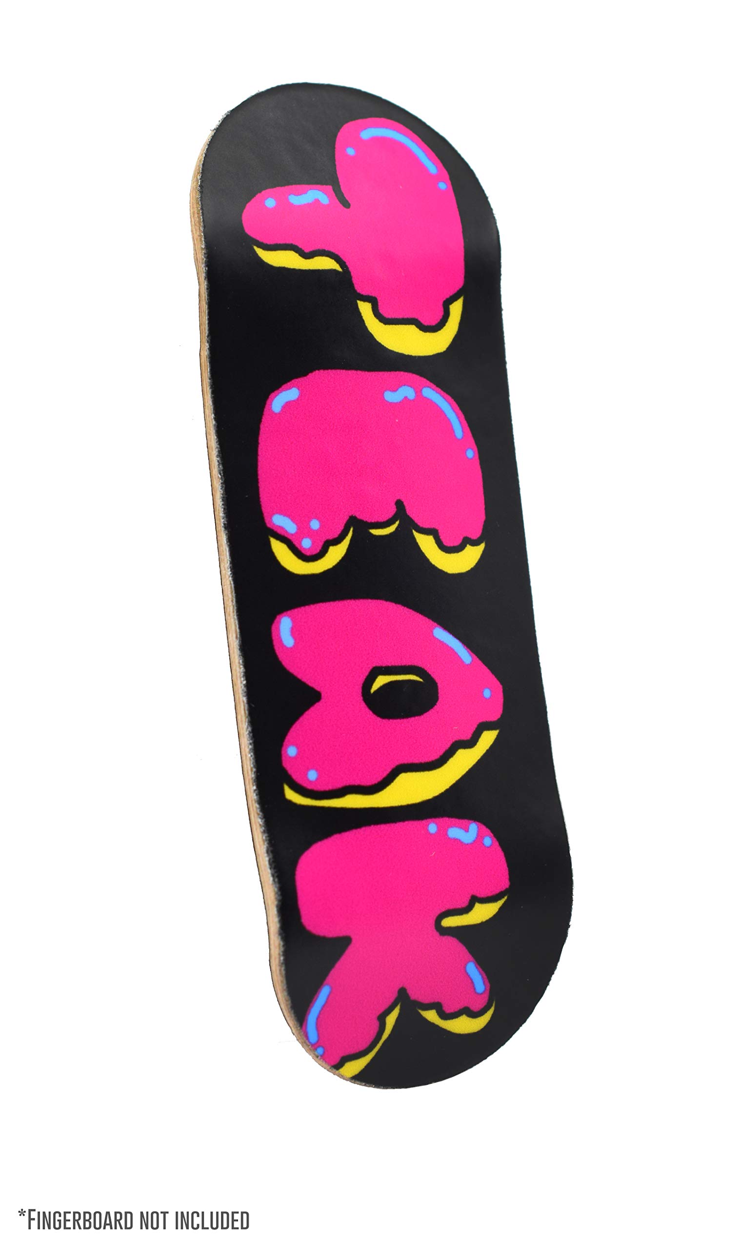 Teak Tuning Fingerboard Deck Graphic, Donut Logo - Adhesive Graphics to Customize Your 32mm - 110mm Long, 35mm Wide, 0.2mm Thick - Waterproof Vinyl