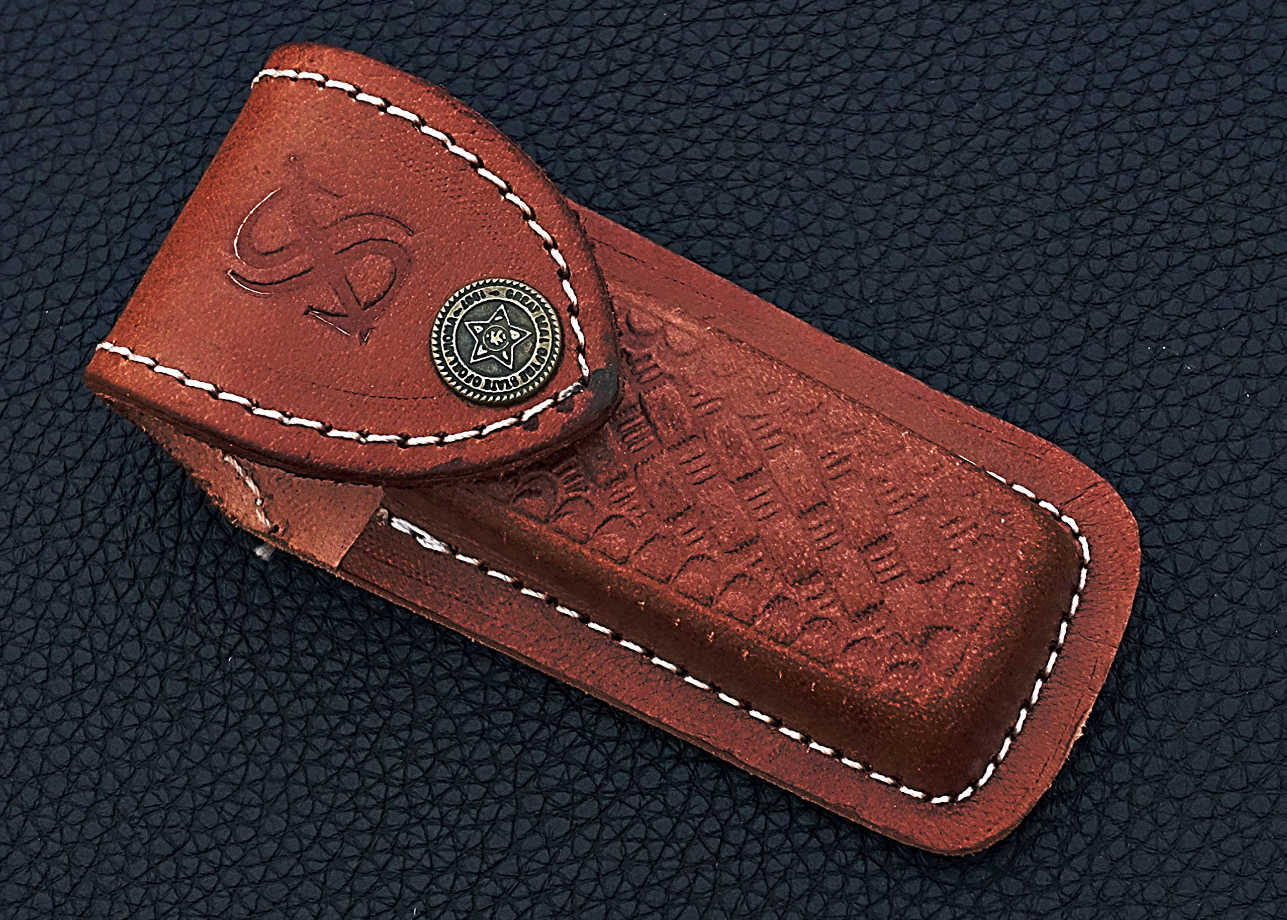 Smart & Sharp Custom Handmade Damascus Steel Folding Knife/Pocket Knife AR-17394 (Red Colored wood) (Red)