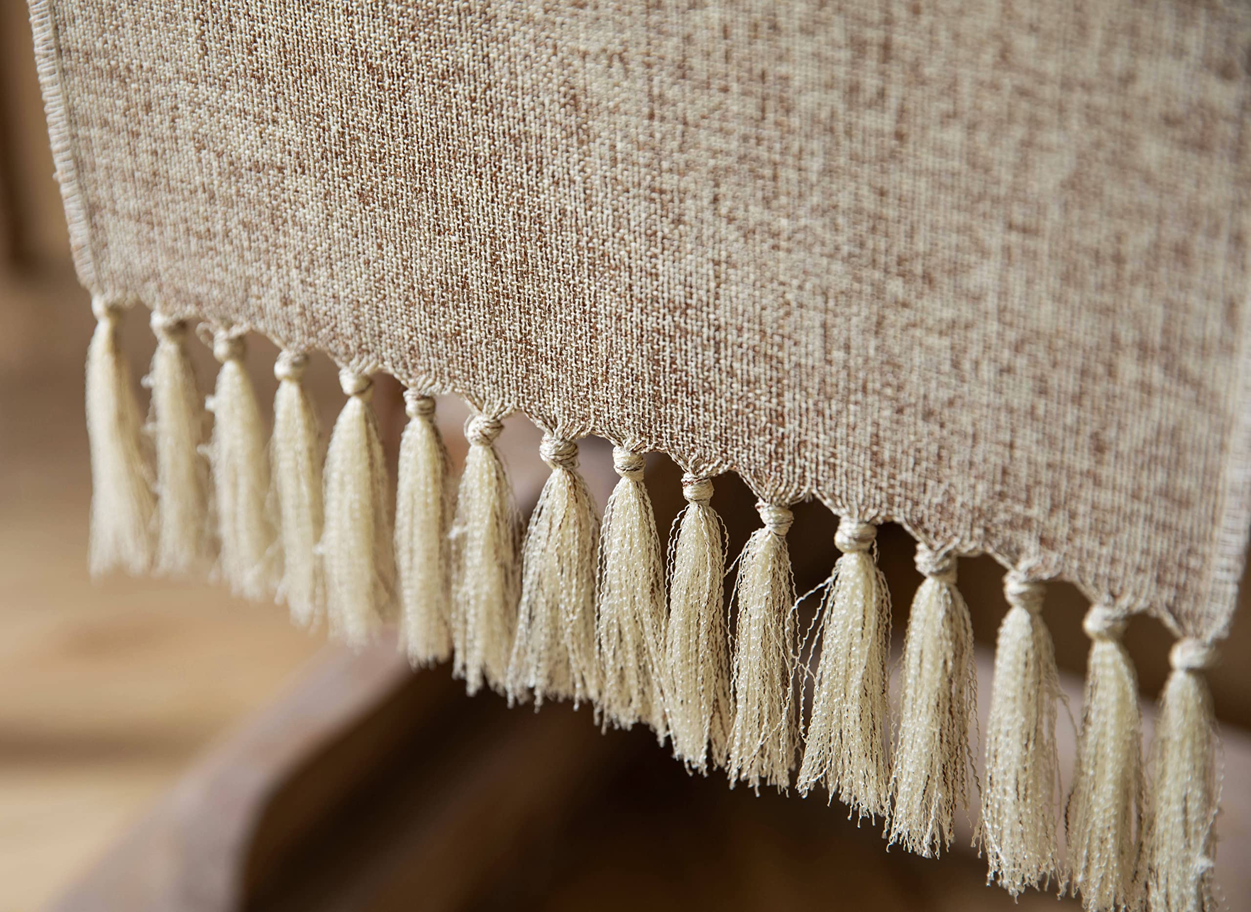 ZeeMart Beige Table Runners 90 Inches Long, Burlap Linen Style Rustic Farmhouse Table Runner, Long Boho Dining Table Runner, 13x90 Inches, Oatmeal Beige