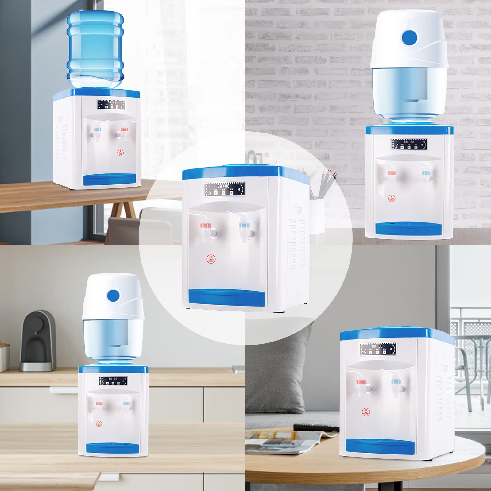 SHIOUCY Top Loading Water Cooler Dispenser - Desktop Electric Hot and Cold Dispenser,3 Temperature Settings Boiling Ice Water（46-59℉）for 1 to 5 Gallon Bottles, 10.6*9.4*14.1inch, Pale Gold 550w