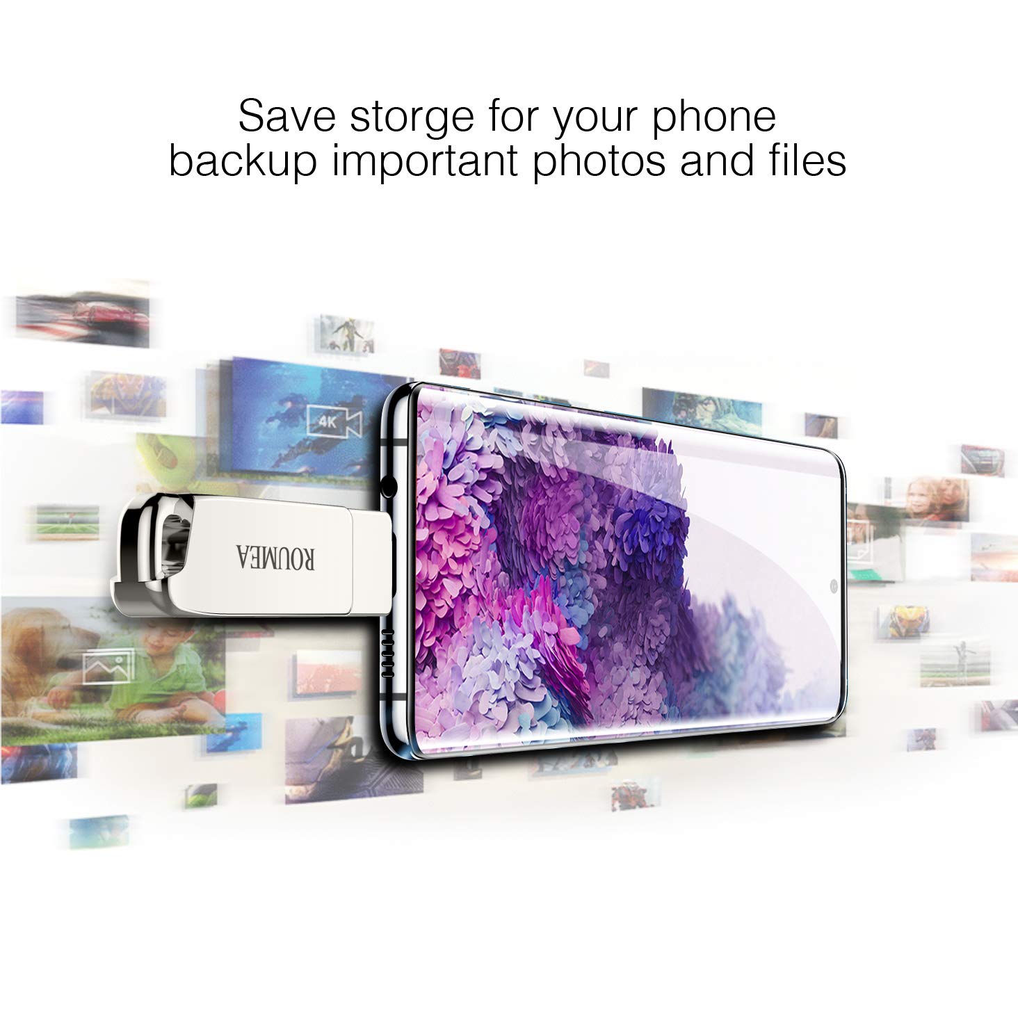 ROUMEA 256GB USB Type C Flash Drive Dual USB 3.2 Thumb Drive for Android Smartphones Tablets MacBook Chromebook Pixel - 256GB