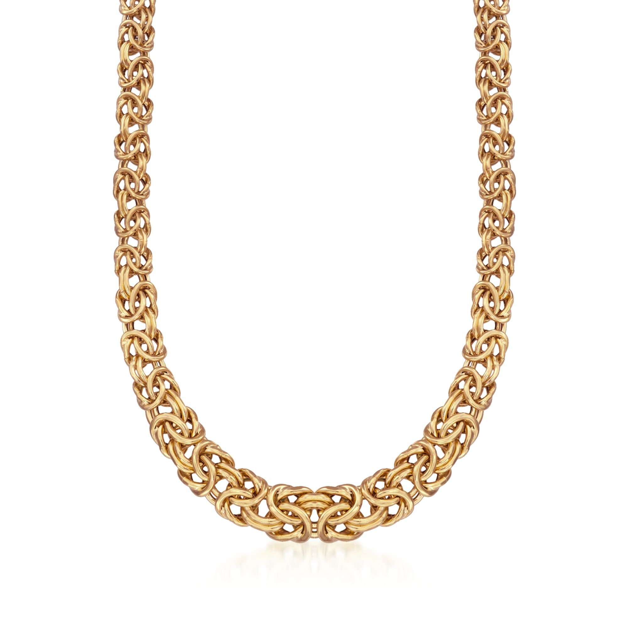 Ross-Simons Italian 18kt Gold Over Sterling Graduated Byzantine Necklace. 18 inches