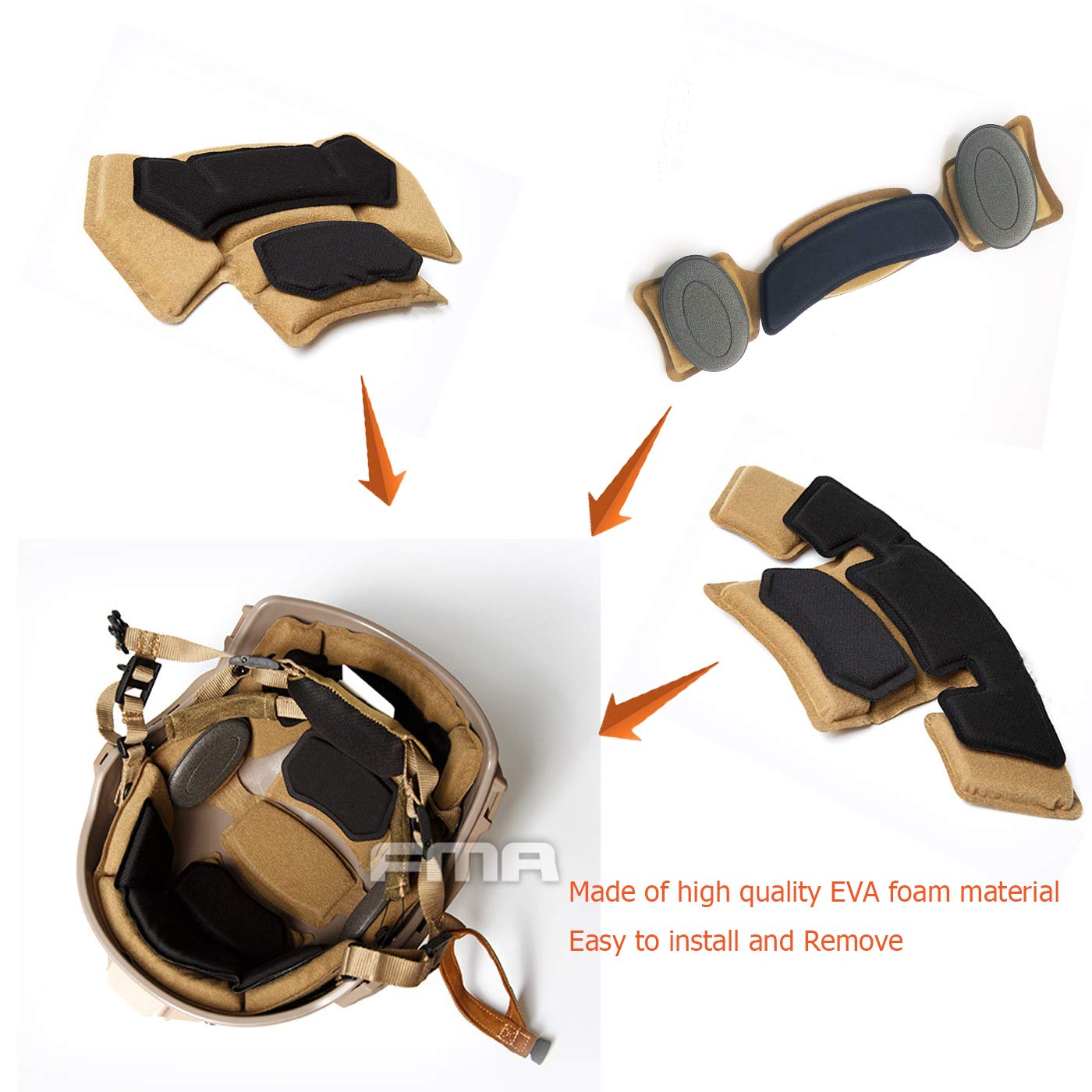 Tactical Airsoft Helmet Pads FMA Internal Foam Protective Cushion Accessories Liner System for Fast MT MICH IBH AF ACH Outdoor Paintball Helmet