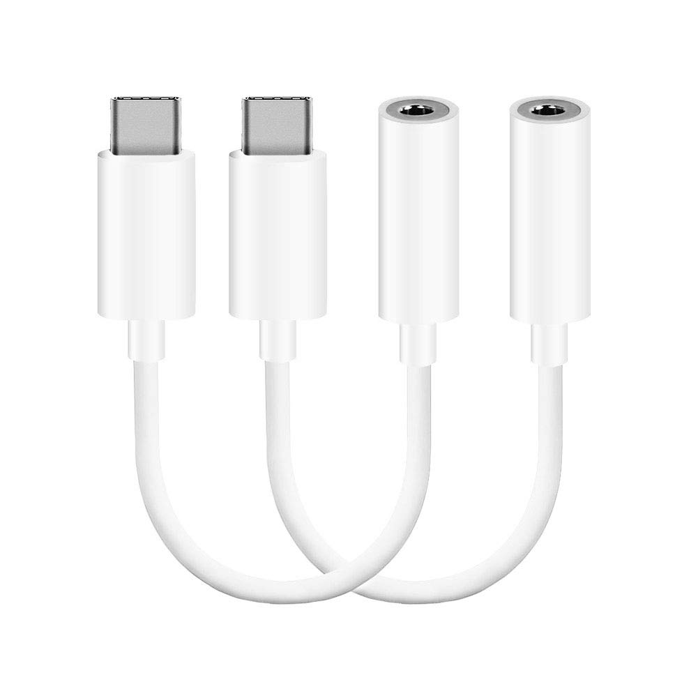 USB C to 3.5mm Headphone Jack Adapter, USB Type C to 3.5mm Adapter Compatible with Pixel 4 3 2 XL, Samsung S10 S9 Plus Note 10, Pad Pro,Mate 30 20 Pro and More [2 Pack]