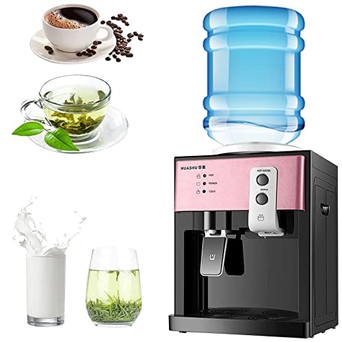 SHIOUCY Top Loading Water Cooler Dispenser - Desktop Electric Hot and Cold Dispenser,3 Temperature Settings Boiling Ice Water（46-59℉）for 1 to 5 Gallon Bottles, 10.6*9.4*14.1inch, Pale Gold 550w