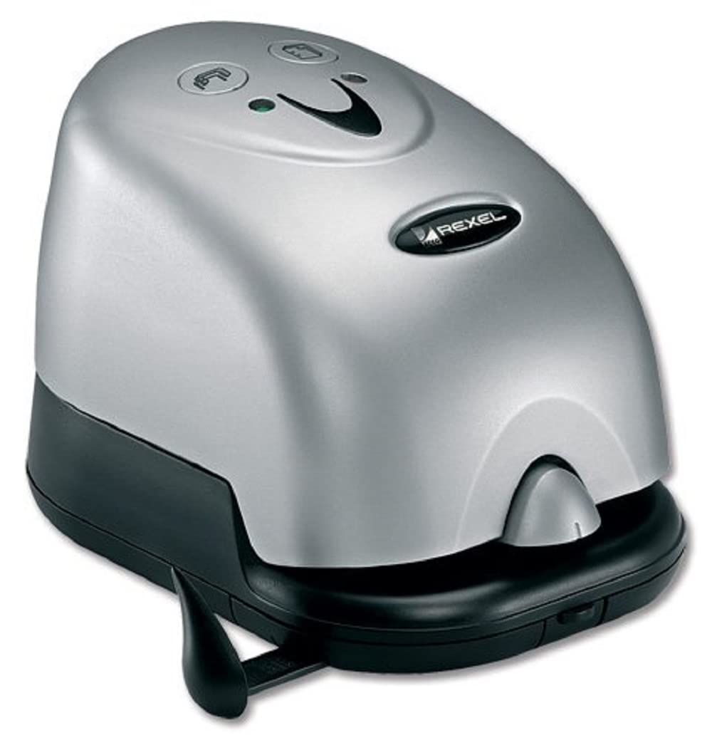 Rexel Polaris 1420 Electric Stapler and Hole Puncher 9mm Throat Depth Black/Silver (20 Sheet Capacity)