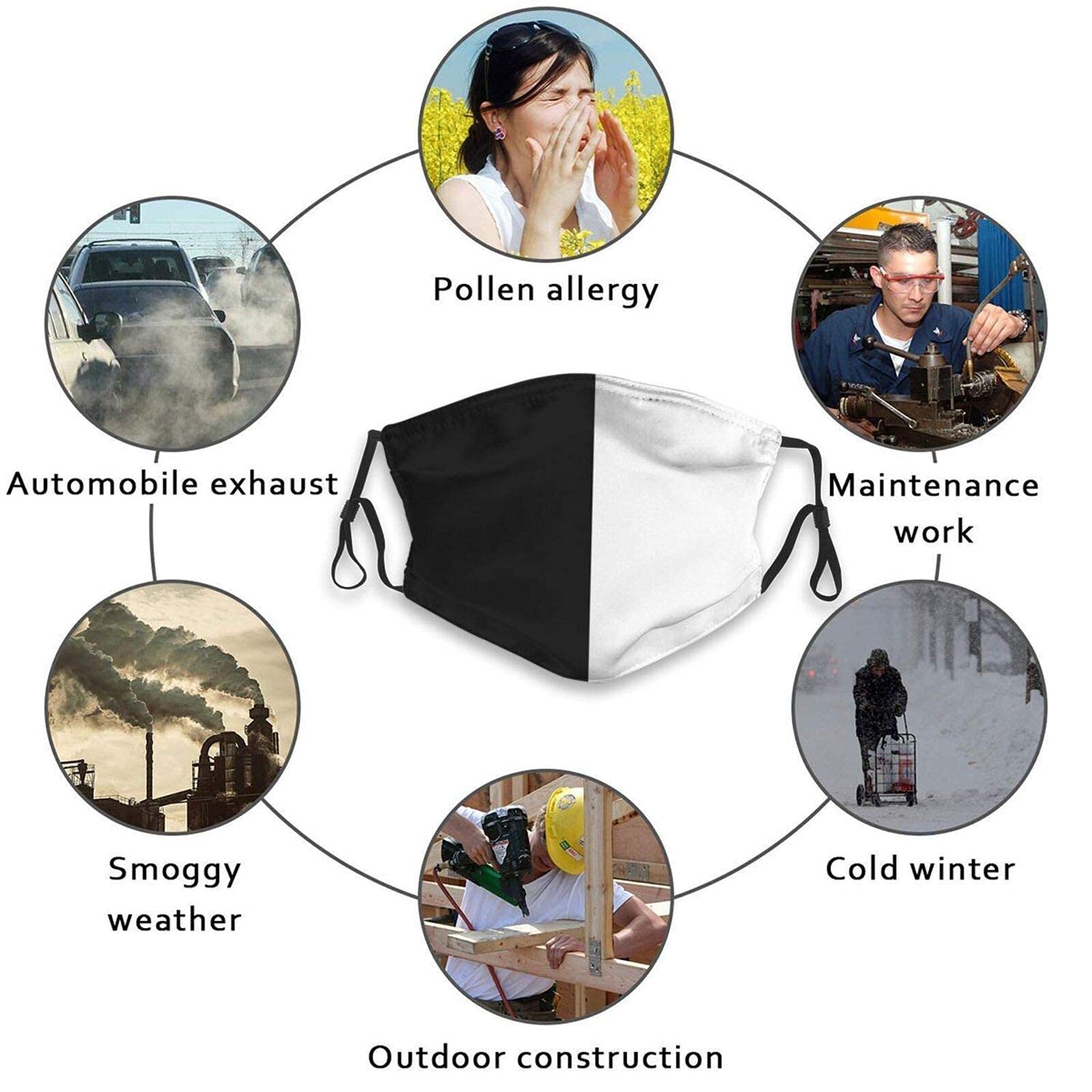 TANGDIAABBCC Split Face Mask with Half White Half Black,Ranboo Mask SMP Reusable,Ranboo Cosplay Myct Accessories Washable Merch for Men Women