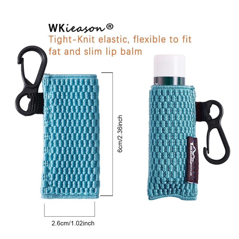 WKieason Lip Balm Sleeves Holder Keychain 5pcs Clip on Chapstick Keychain Holder Pouch Tight-Knit Elastic Lipstick Key Chain Holder