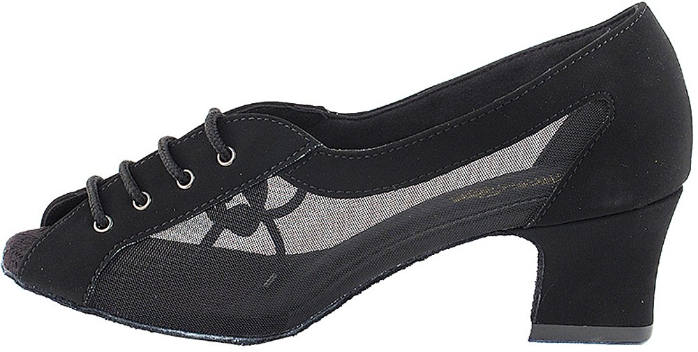 Womens Ballroom Dance Shoes Party Salsa Practice Dance Shoes Black Nubuck 1644EB Comfortable - Very Fine 2" Heel 8.5 M US [Bundle of 5]