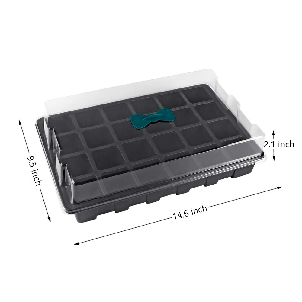 SHIYETA 240 Cells -24 Grow Trays with Humidity Dome and Cell Insert - Mini Propagator for Seed Starting and Growing Healthy Plants Durable Reusable and Recyclable 10 Pack