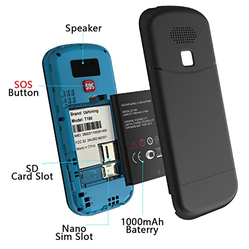 USHINING Seniors Cell Phones Unlocked SOS Button Hearing Aid Compatible 3G T Mobile Cell Phones for Seniors Large Volume 2.4 Inch HD Screen Basic Cell Phones with Charging Dock (Black)