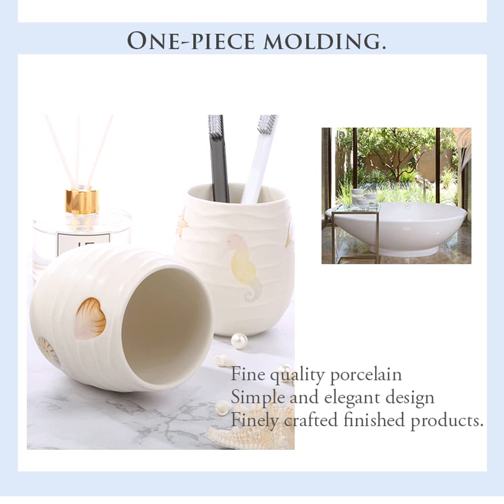 UTOYA Durable Ocean Series Bathroom Accessories,Hand-Glazing Soap Dispenser Set W/Mirror Tray. Ceramic Bath Gift Set,Home Countertop Decor Set Replacement