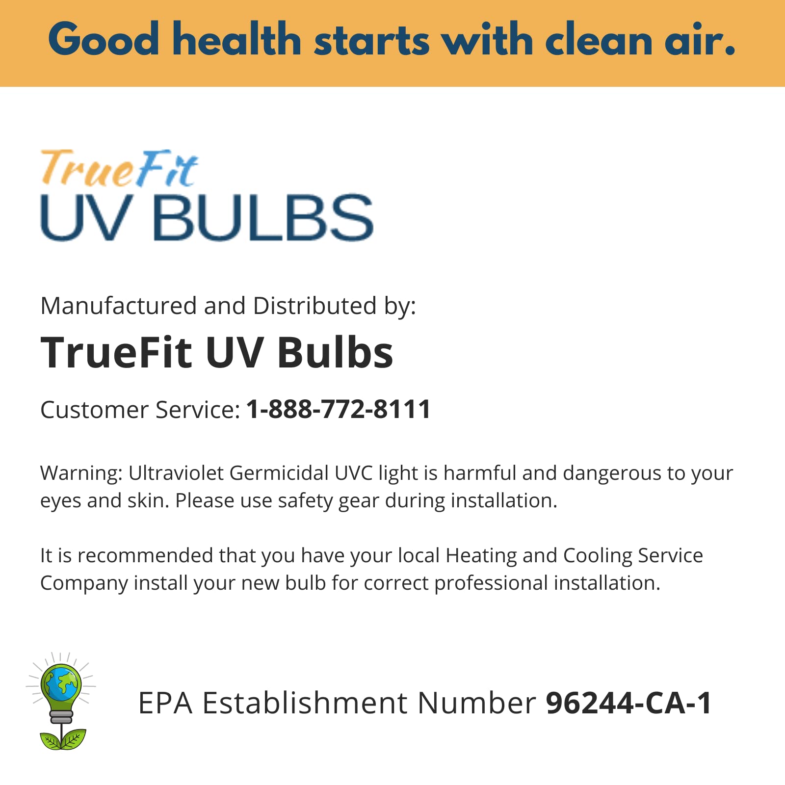 TrueFit InDuct 2000 Advanced Photocatalytic Oxidation (PCO) 9" Replacement Cell and UV Bulb (Ozone Free)