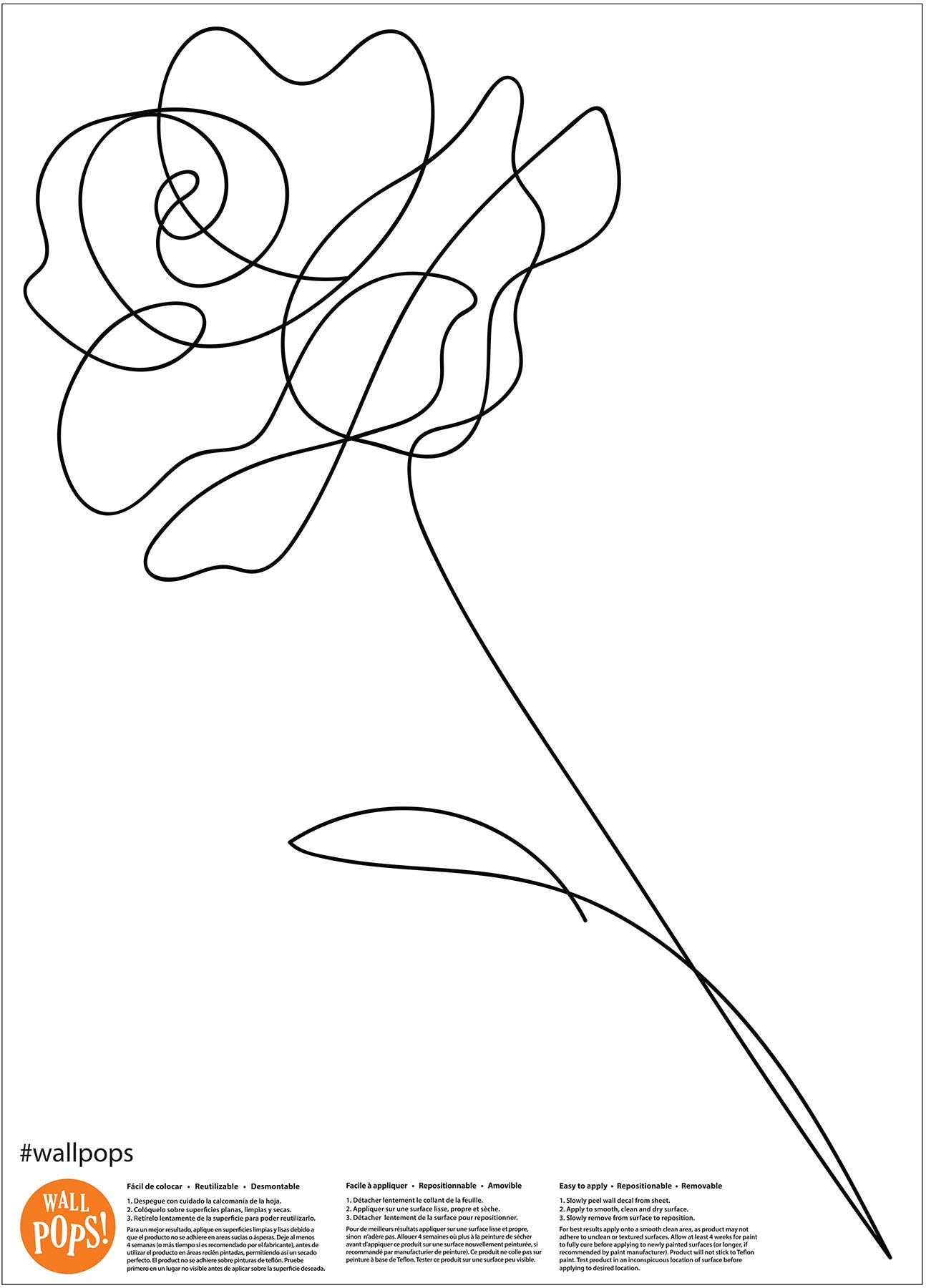 WallPops DWPK3616 Sweet Rose Art Kit Wall Decal, Black