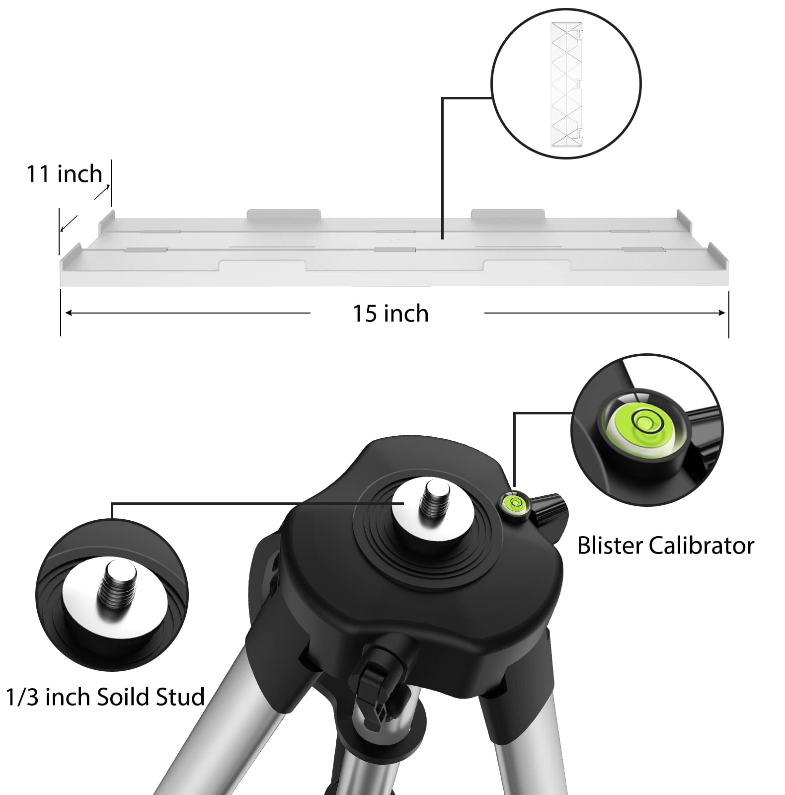 Vamvo Projector Stand, Portable Projector Tripod Laptop Stand with Case, Multi-Function Stand, DJ Equipment Holder Mount, Adjustable Height 16'' to 45'' with Tray, Suitable for Home Theater or Stage