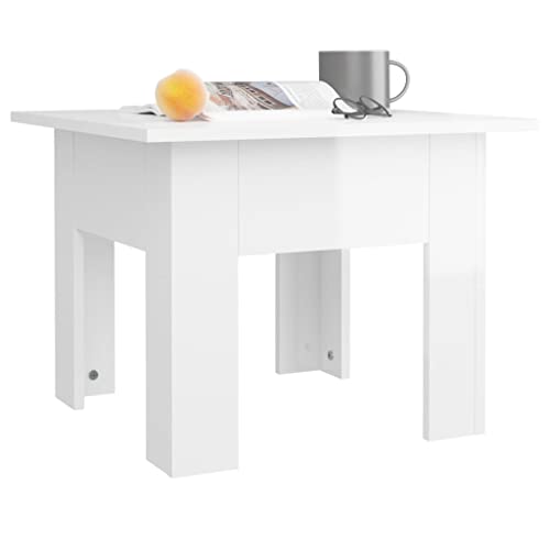 QJBSAVVA Coffee Table High Gloss White 21.7"x21.7"x16.5" Engineered Wood,Floor Standing Table Table for Living Room Cocktail Table Suitable for Meeting Rooms, Reception Rooms, Offices