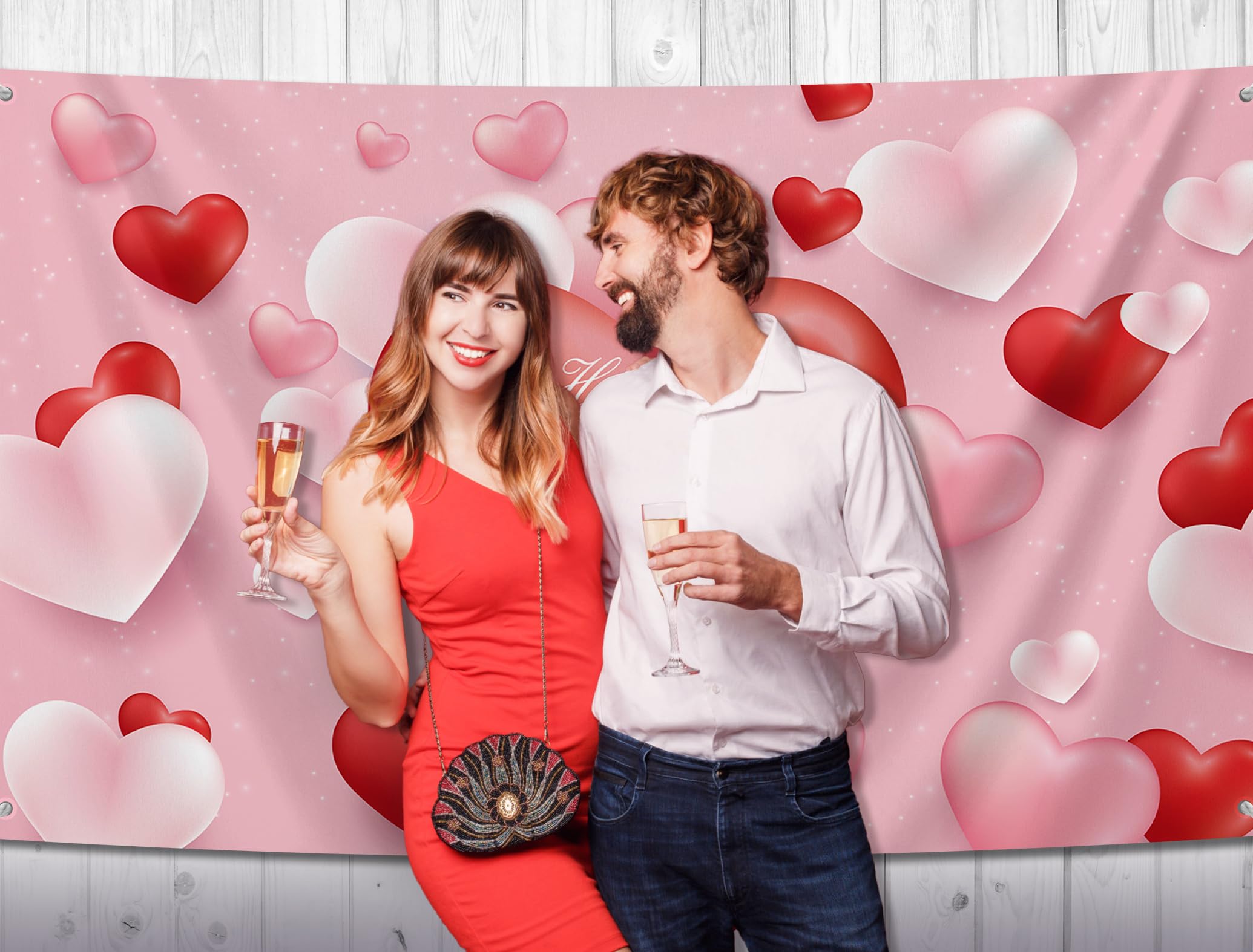 Valentine's Day Party Backdrop - Beautiful Romantic Blossom Love Heart Theme Studio Background Banner Decorations Photography Supplies - Happy Valentine's Day Photo Booth Backdrops - 70.8 x 43.3 Inch