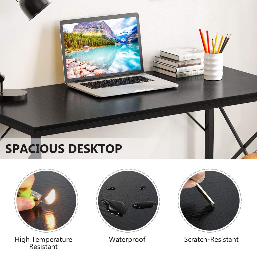 Tribesigns Writing Computer Desk, 39 inch Modern Simple Computer Table Study Desk, Industrial Vintage Laptop Table for Home Office (Black)