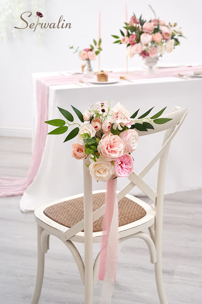 Serwalin Artificial Flowers Pink Wedding Flowers Silk Flowers with Stems Fake Cake Flowers for Wedding Bouquets Centerpieces Spring Decor Baby Shower Decoration