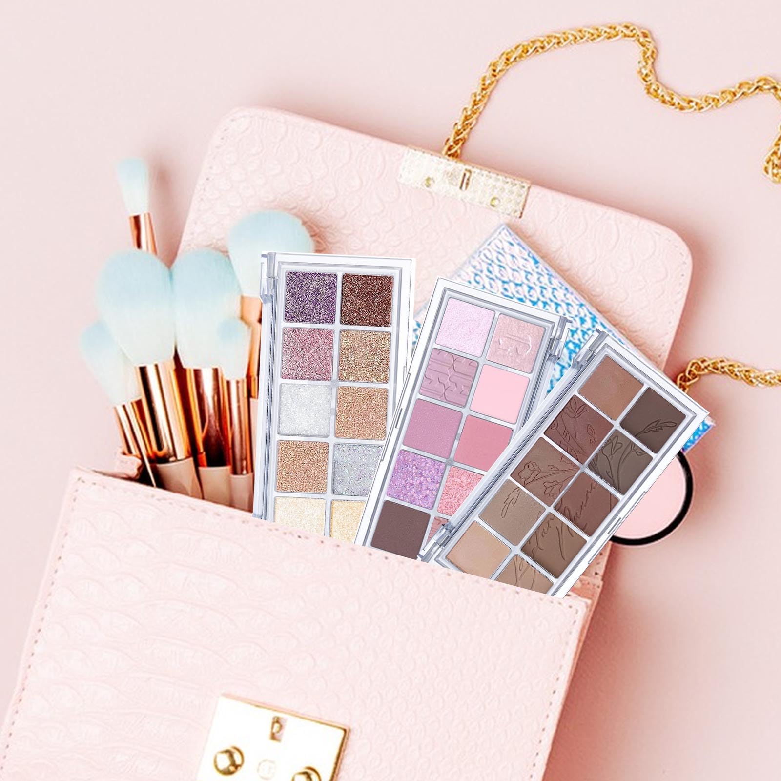 TWLBXMG 10 Colors Eyeshadow Palette Eye Makeup Blendable - Matte Shimmer Glitter Eye Shadow Brown Gold Pink Neutral Nude,High Pigment Long Lasting Naturing-Looking (03#)
