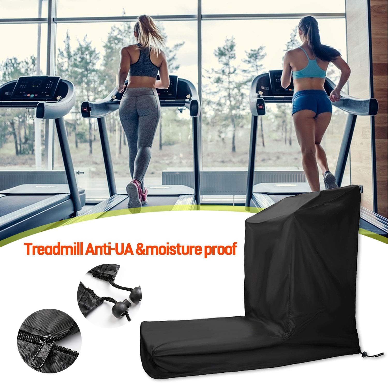 Treadmill Cover, Non-Folding Running Machine Protective Cover, Waterproof Dustproof Treadmill Covers with Zipper for Home Gym Indoor Outdoor(66”L x 30”W x 55”H)