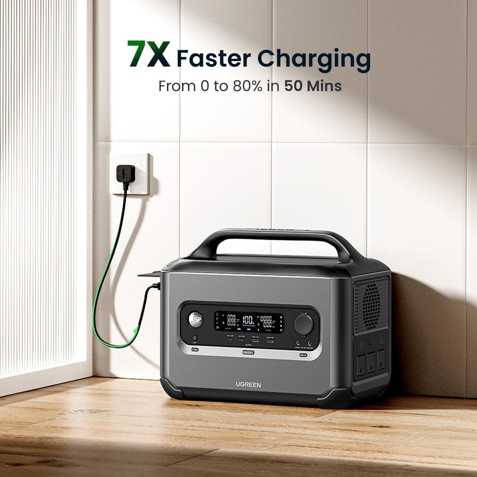 UGREEN Solar Generator PowerRoam 600 Portable Power Station with 200W Solar Panel, 680Wh LiFePO4 Battery, Fast Charging, 5 AC Outlets, Generators for Outdoor Camping/Home Backup/RVs