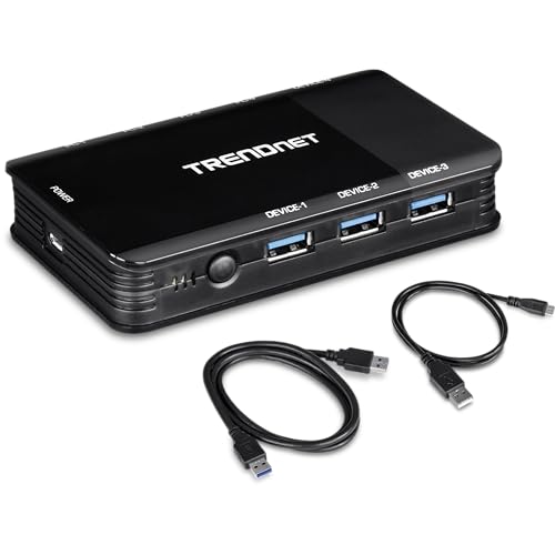 TRENDnet 4-Port USB 3.1 Sharing Switch, TK-U404, 4 x USB 3.1 for Computers, 4 x USB 3.1 for Devices, Flash Drive Sharing, Scanners, Printers, Mouse, Keyboard, Windows & Mac Compatible
