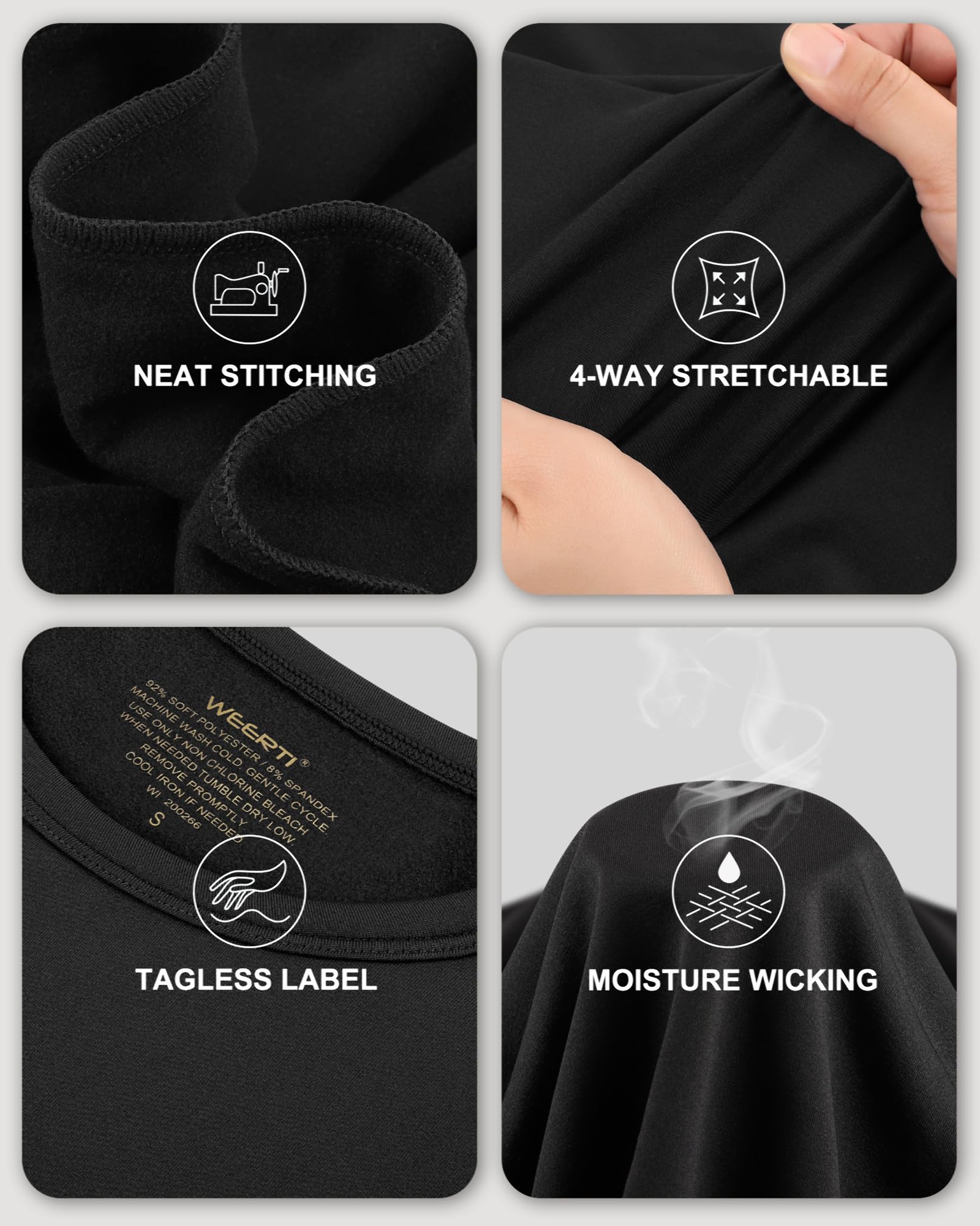 WEERTI Thermal Underwear for Women Long Johns Women with Fleece Lined, Base Layer Women Cold Weather Top Bottom(Black S)