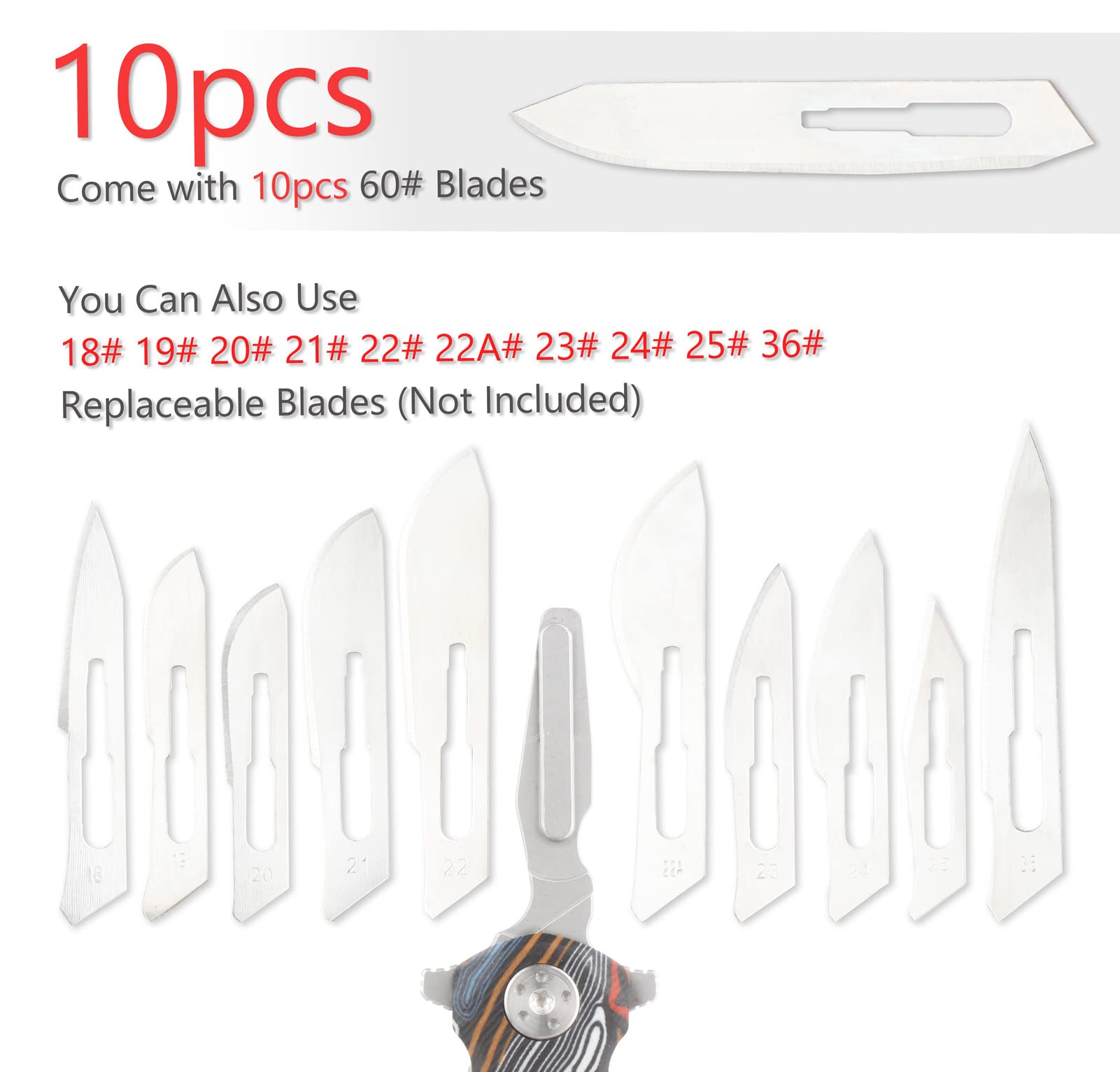 TENCHILON T369 Small Folding Pocket Flipper Scalpel Knife, 10pcs #60 Replaceable Blades, G10 Handle, Compact Slim Gentleman's Scalpel EDC Utility Knives 1.2oz