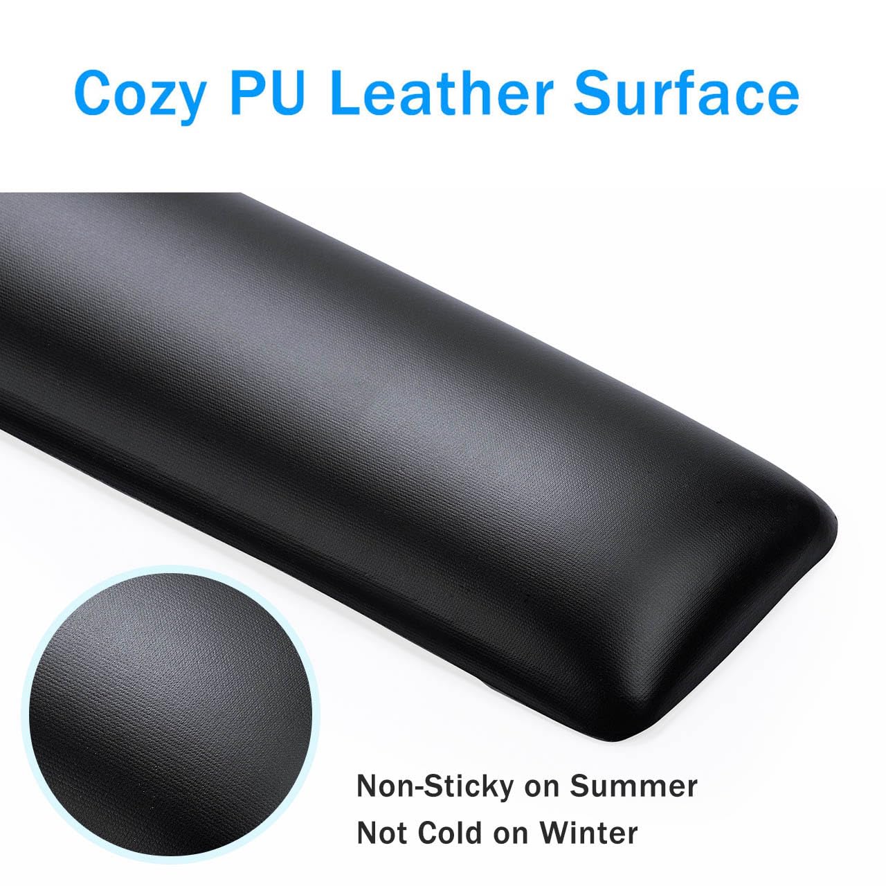 SANWA Gel Mouse Wrist Rest, PU Leather Ergonomic Wrist Support for Mouse, Pain Relief Wrist Cushion, Non-Slip Wrist Pillow for Computer, Laptop, Office, Gaming, Black, 6.7x2.7x0.75 inch