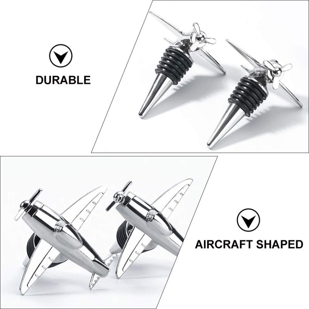 Yardwe 2pcs Wine Bottle Stopper Wine Champagne Preservation Plug Aircraft Style Beer Wine Spout Saver Beverage Bottle Seal Cork